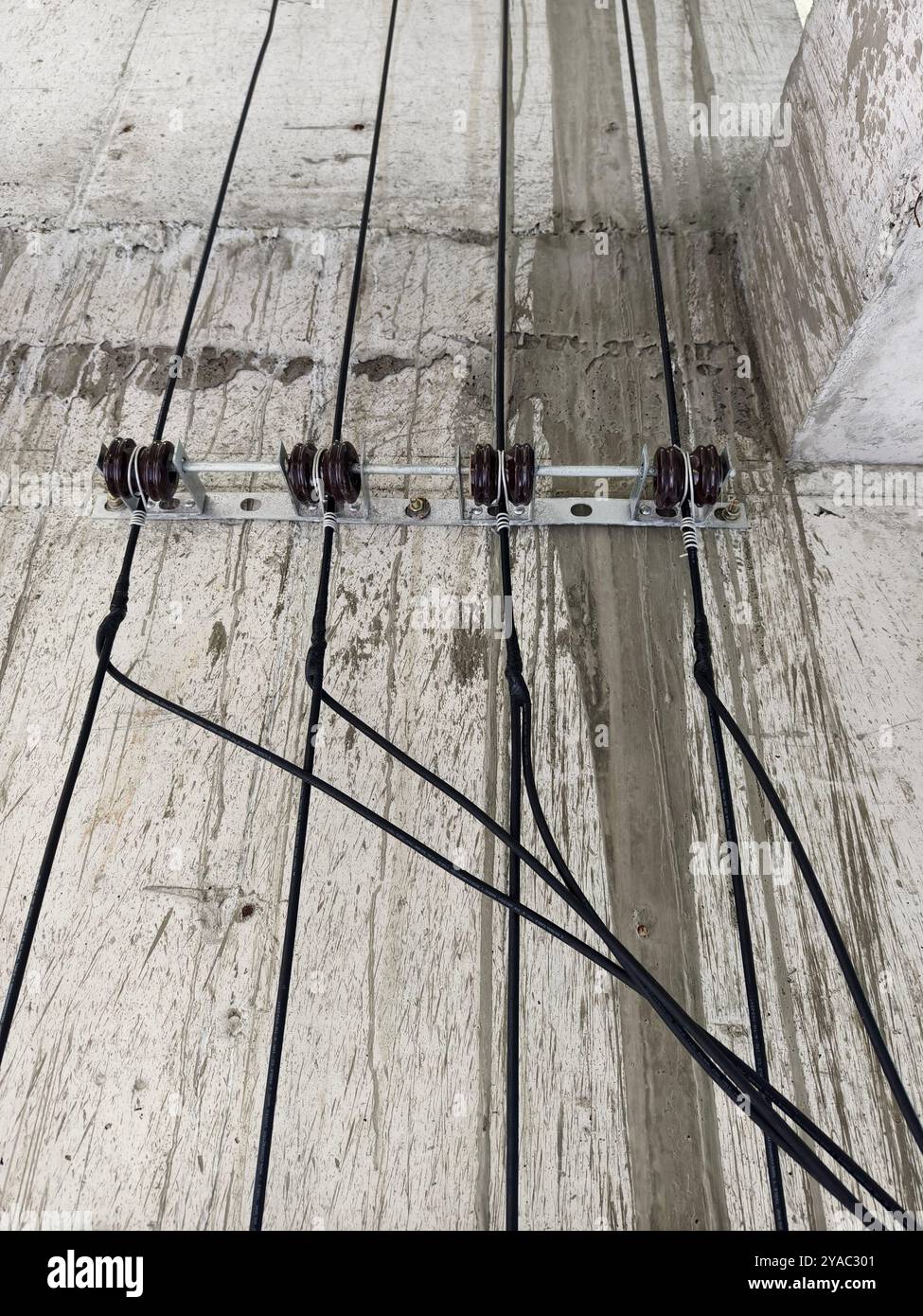 Cables in an elevator shaft at a new building construction site Stock ...