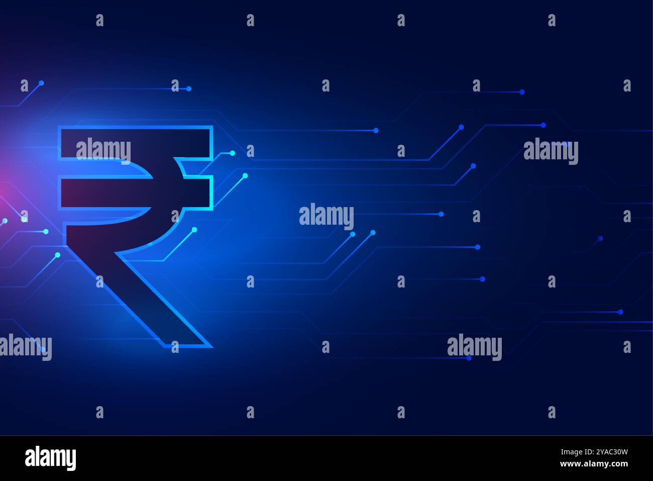 digital currency indain rupee symbol background with circuit lines ...