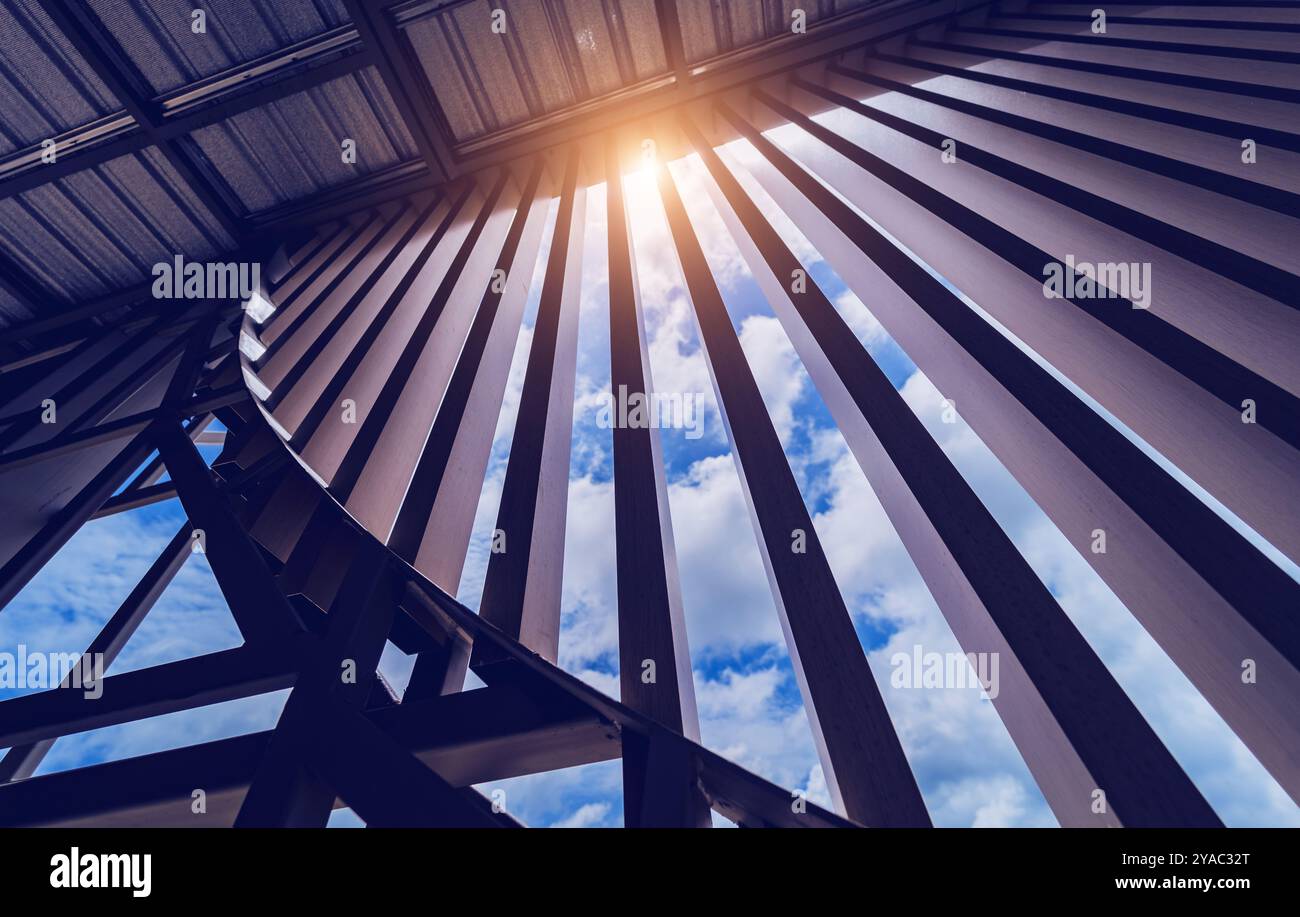 A structure featuring wooden slats on construction site contributing to ...