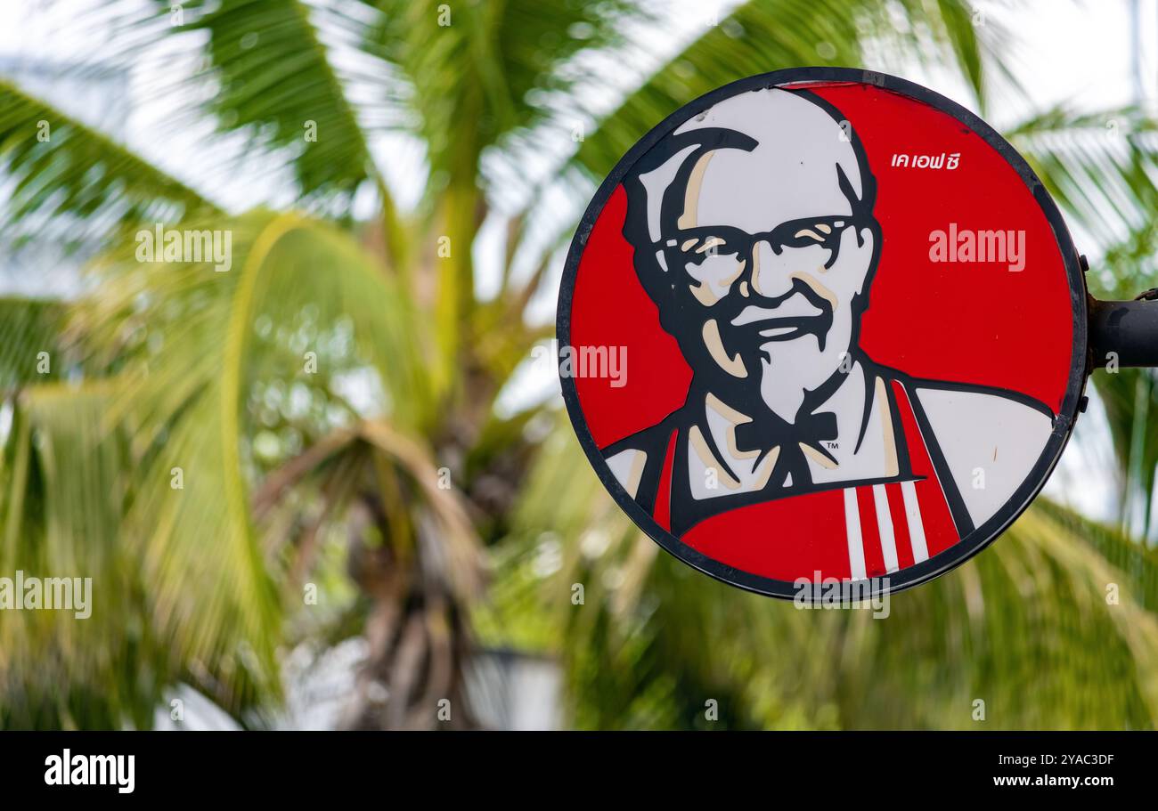 THAILAND, JUNE 01 2024, Fast food restaurant chain logo with palm trees ...