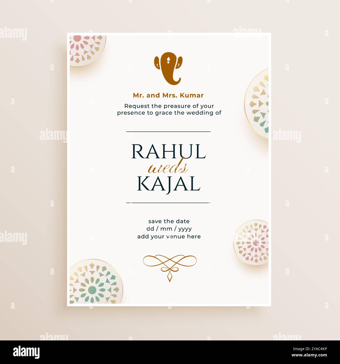 indian wedding invitation card for the shaadi celebration vector Stock ...