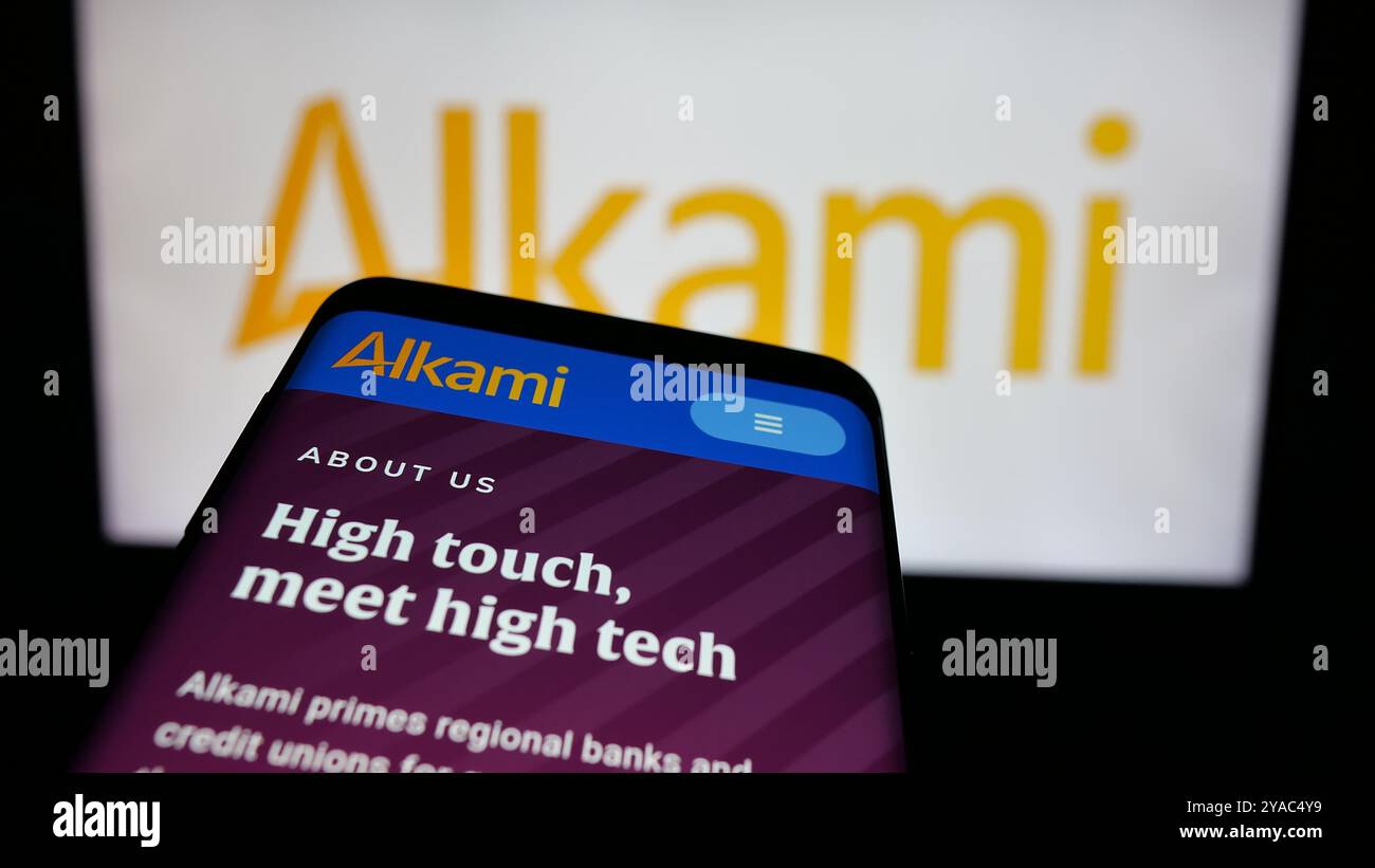 Smartphone with website of US financial company Alkami Technology Inc ...