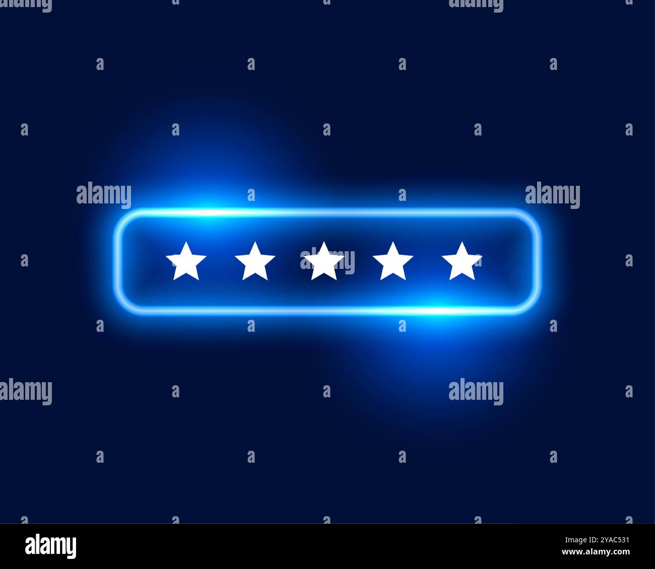 glowing neon 5 star user rating background for feedback or survey ...
