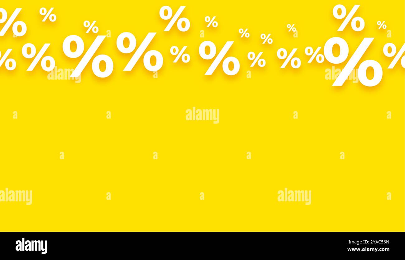 banking percentage icons yellow banner with empty or text space vector ...