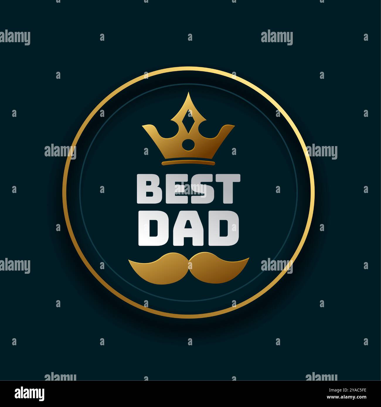 creative father's day background with golden crown and moustache vector ...