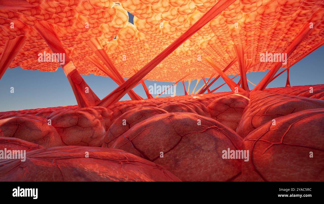 Collagen cell structure inside skin serum health care 3d render Stock ...