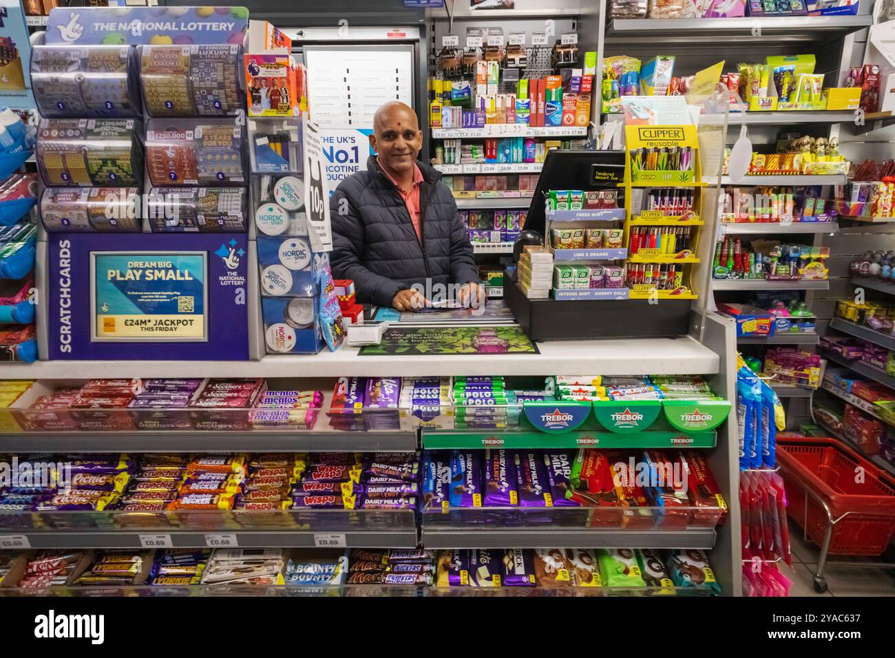 England, Kent, Sandwich, Colourful Typical Convenience Store Interior ...