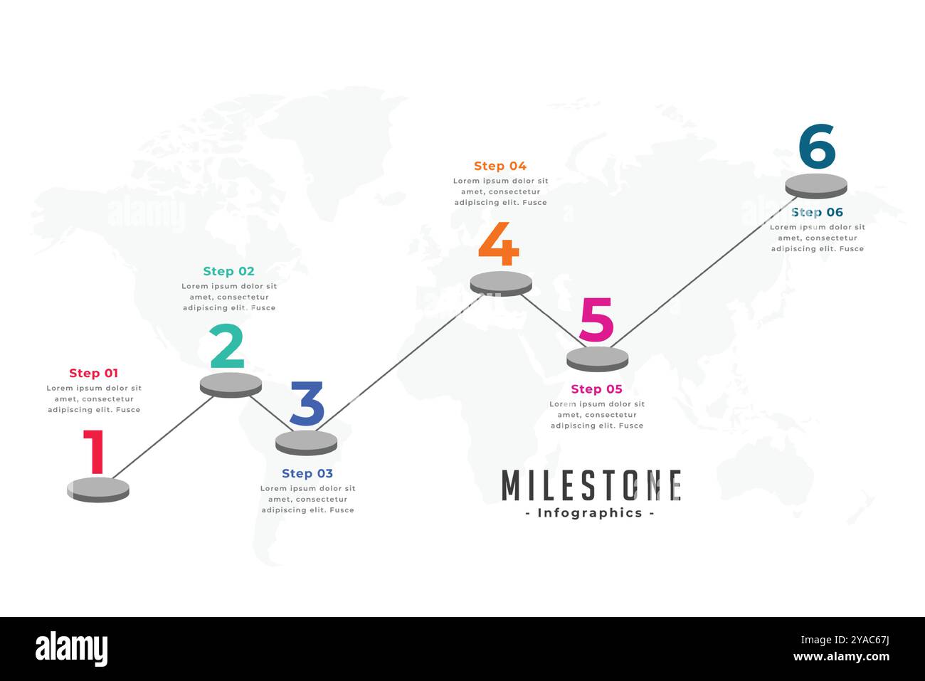 business infographic milestone map layout with 6 easy steps plan vector ...