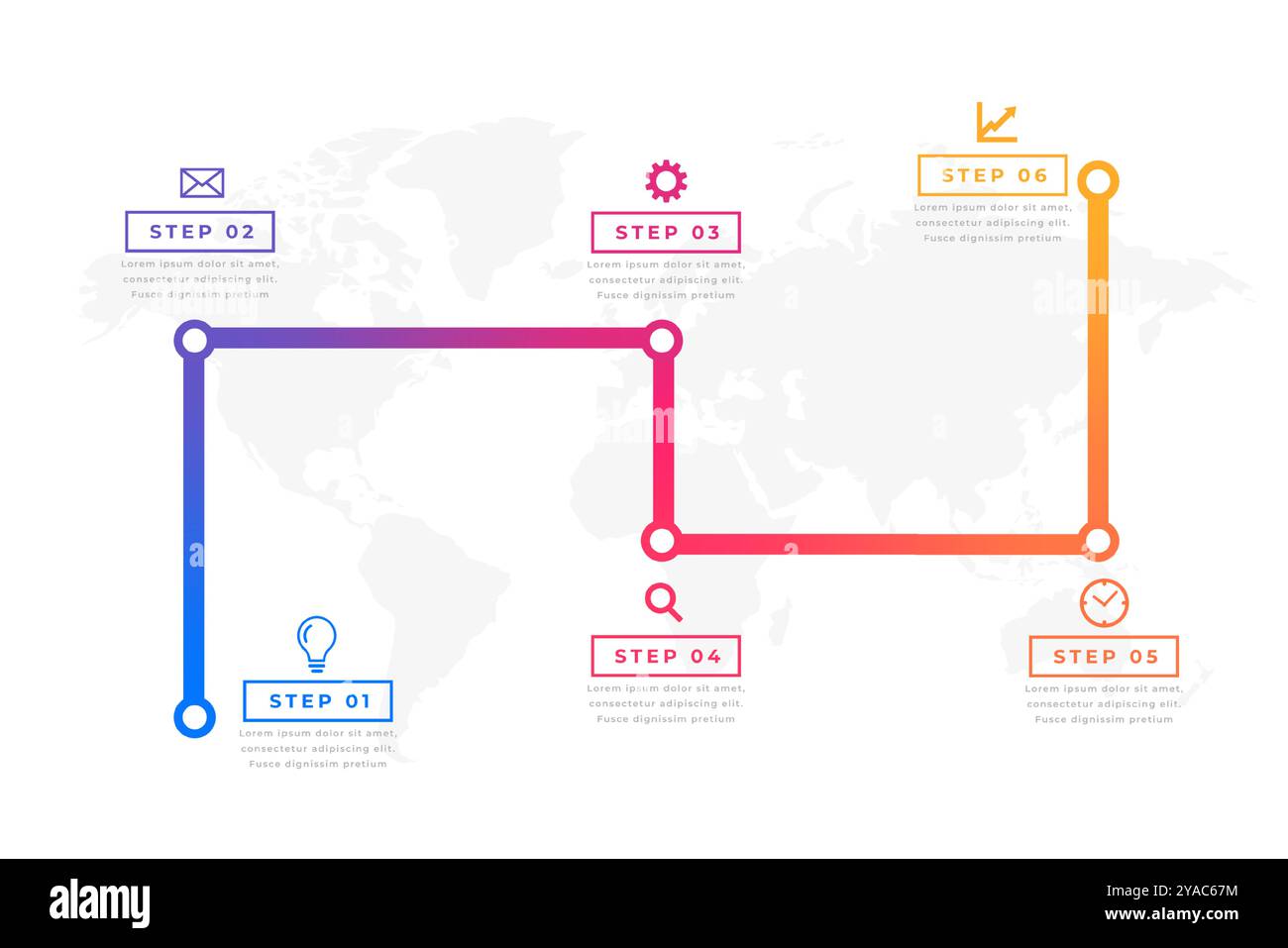 6 step milestone route map layout with execution plan vector Stock ...