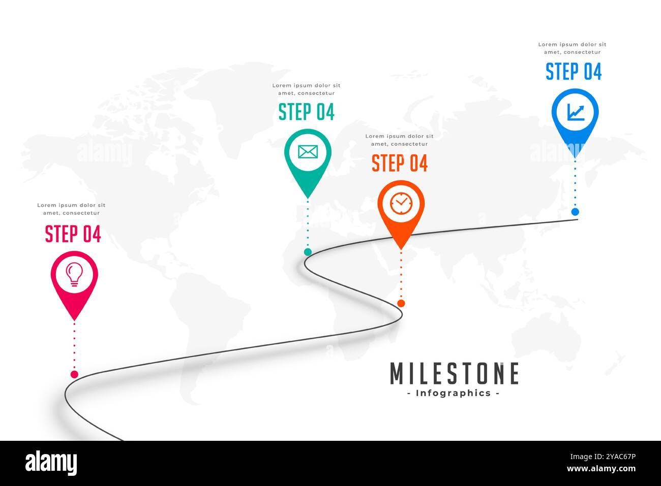 eye-catching four step infographic milestone template with success path vector Stock Vector ...