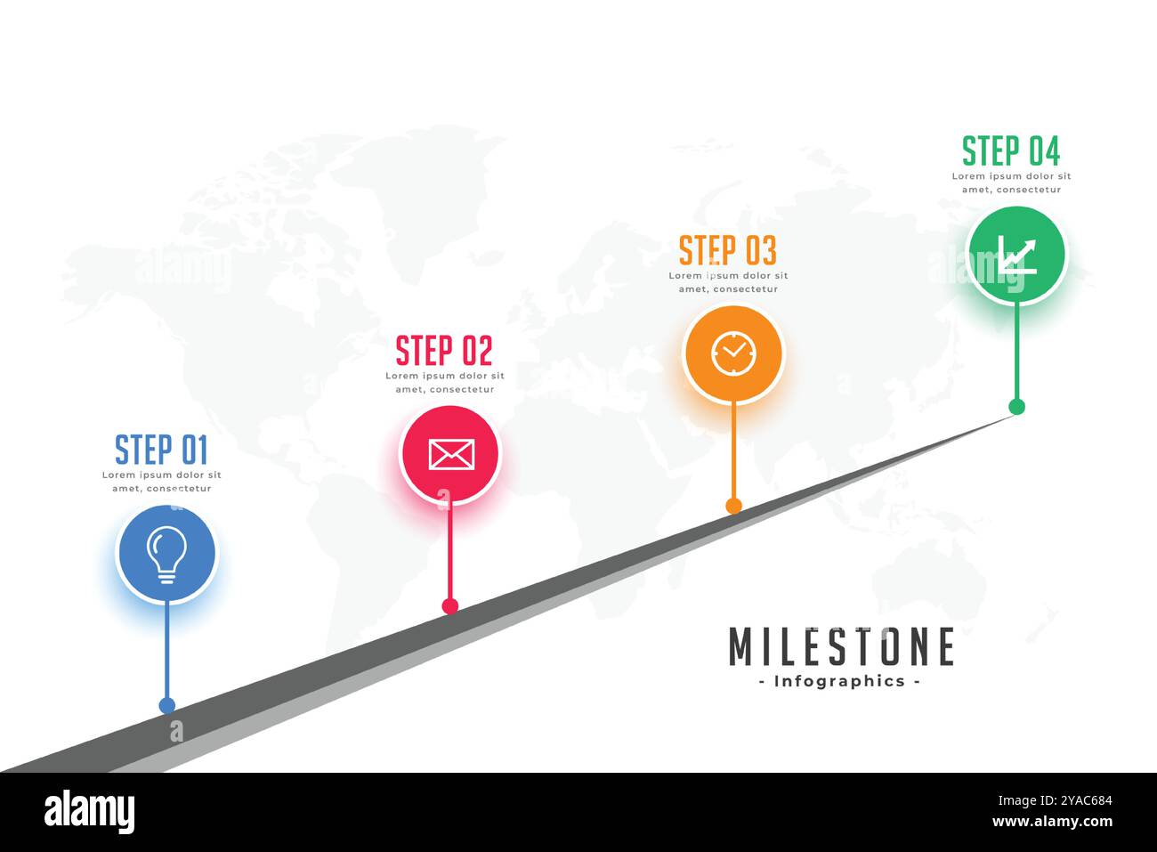 milestone workflow map layout with four step plan vector Stock Vector ...