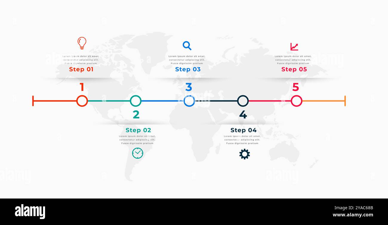 a business strategy route map template with five step plan vector Stock ...