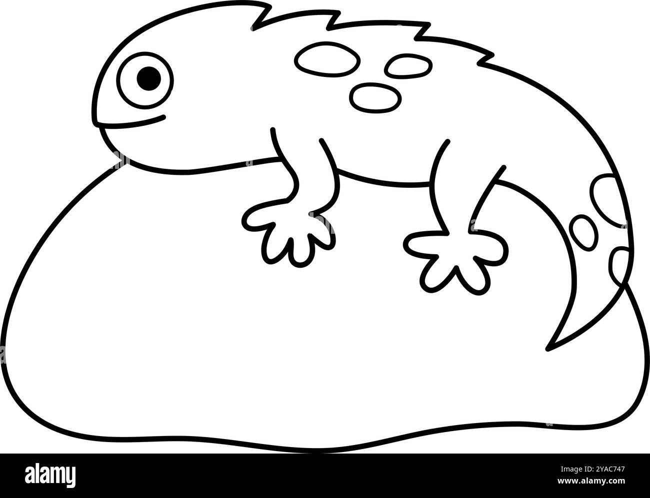 Black and white lizard lying on the rock. Funny animal illustration ...