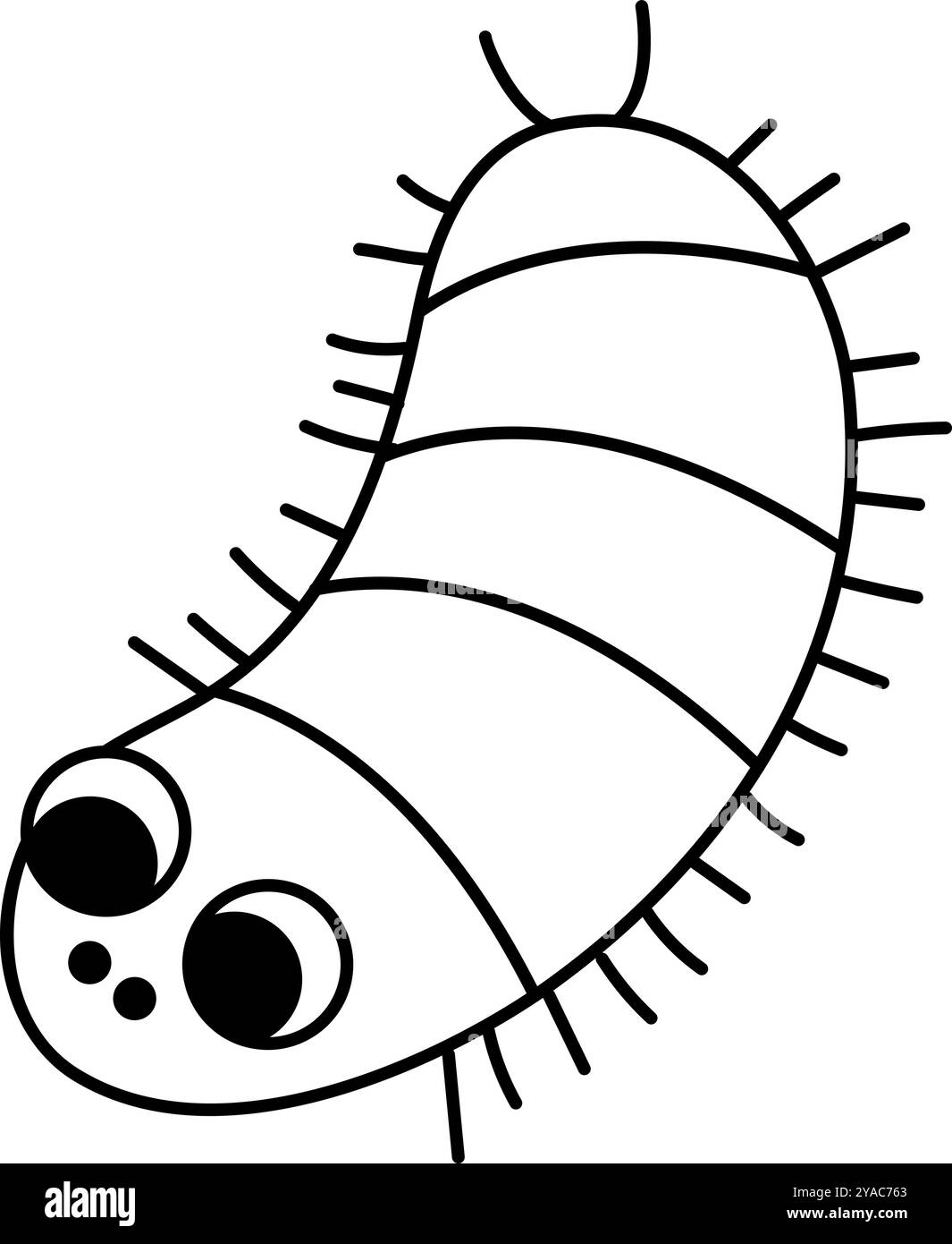 Vector black and white cartoon centipede. Funny prehistoric insect ...