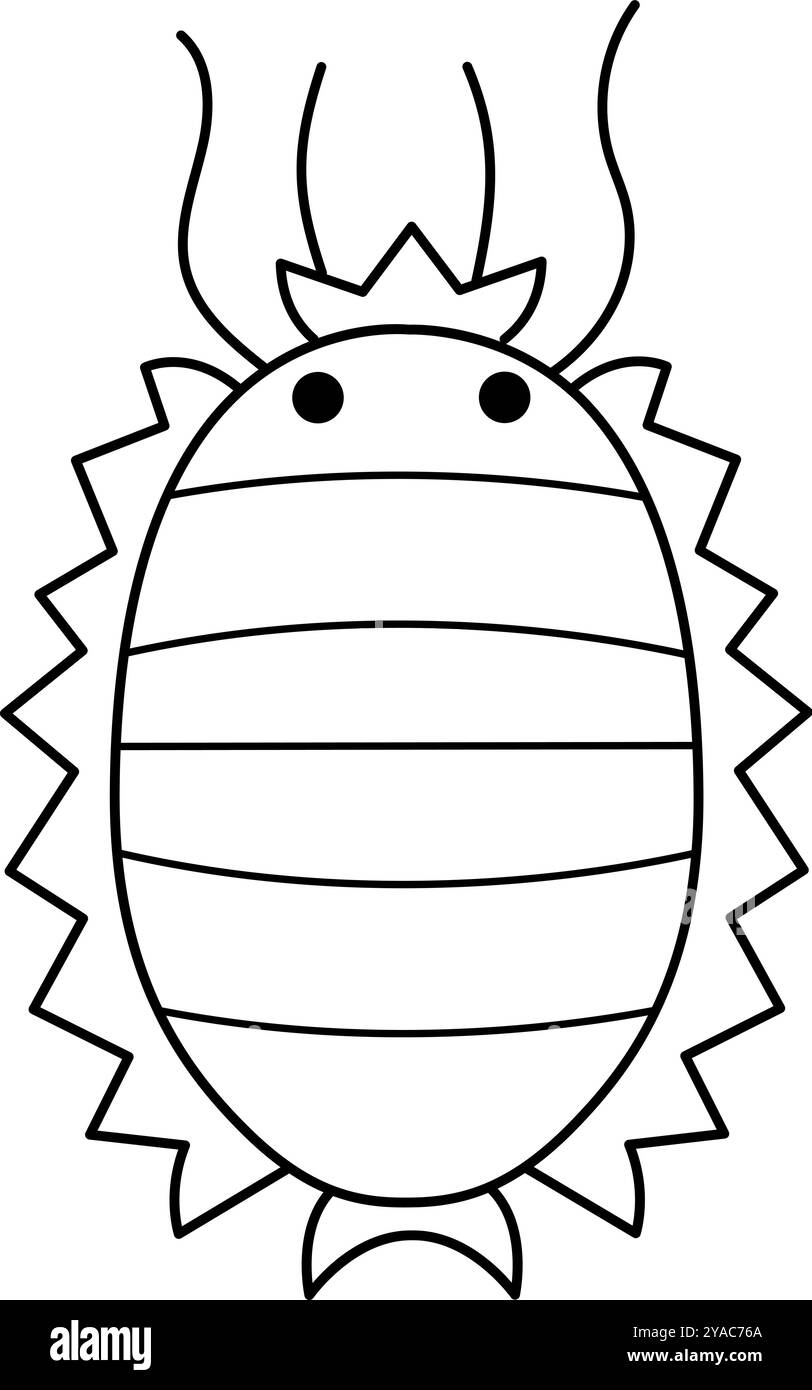 Vector black and white cartoon centipede. Funny prehistoric insect ...