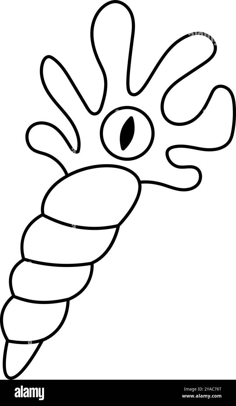 Vector black and white cartoon prehistoric seashell or mollusk icon ...