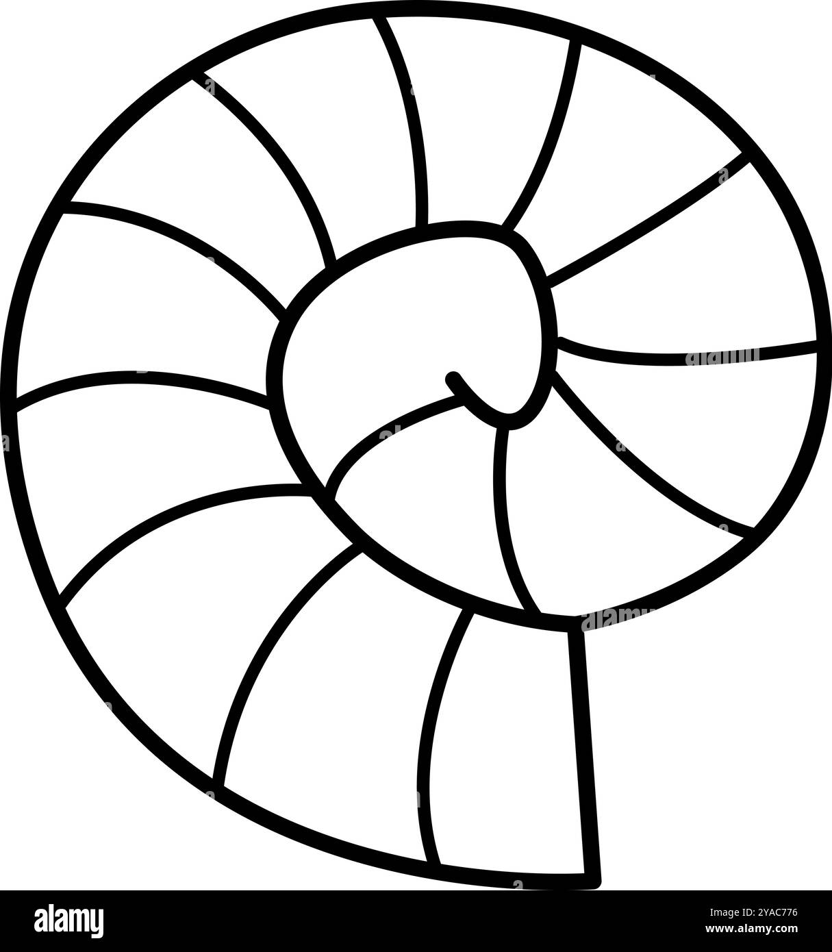 Vector black and white cartoon prehistoric seashell or mollusk icon ...