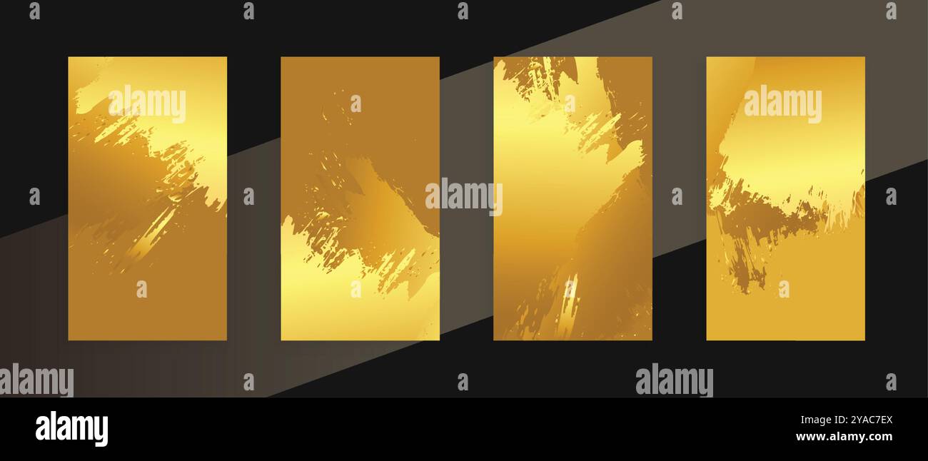 brush stroke style golden watercolor texture standee vector Stock ...