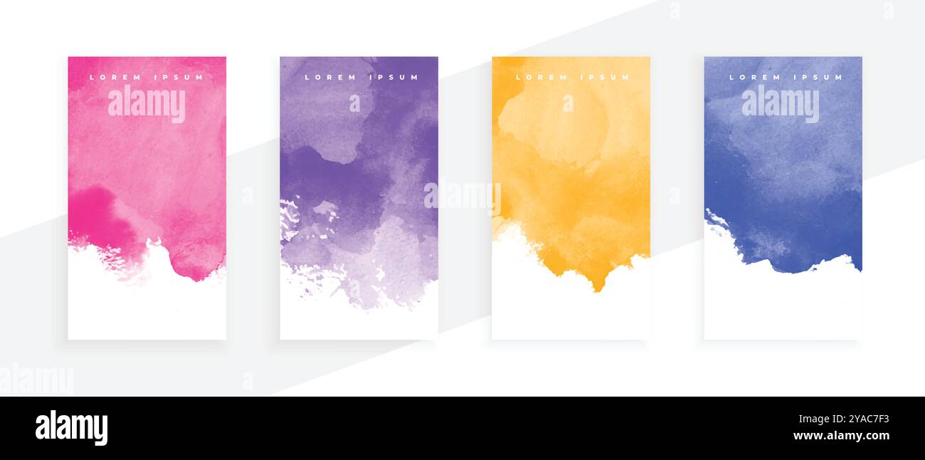 set of watercolor paint splatter abstract standee design vector Stock ...