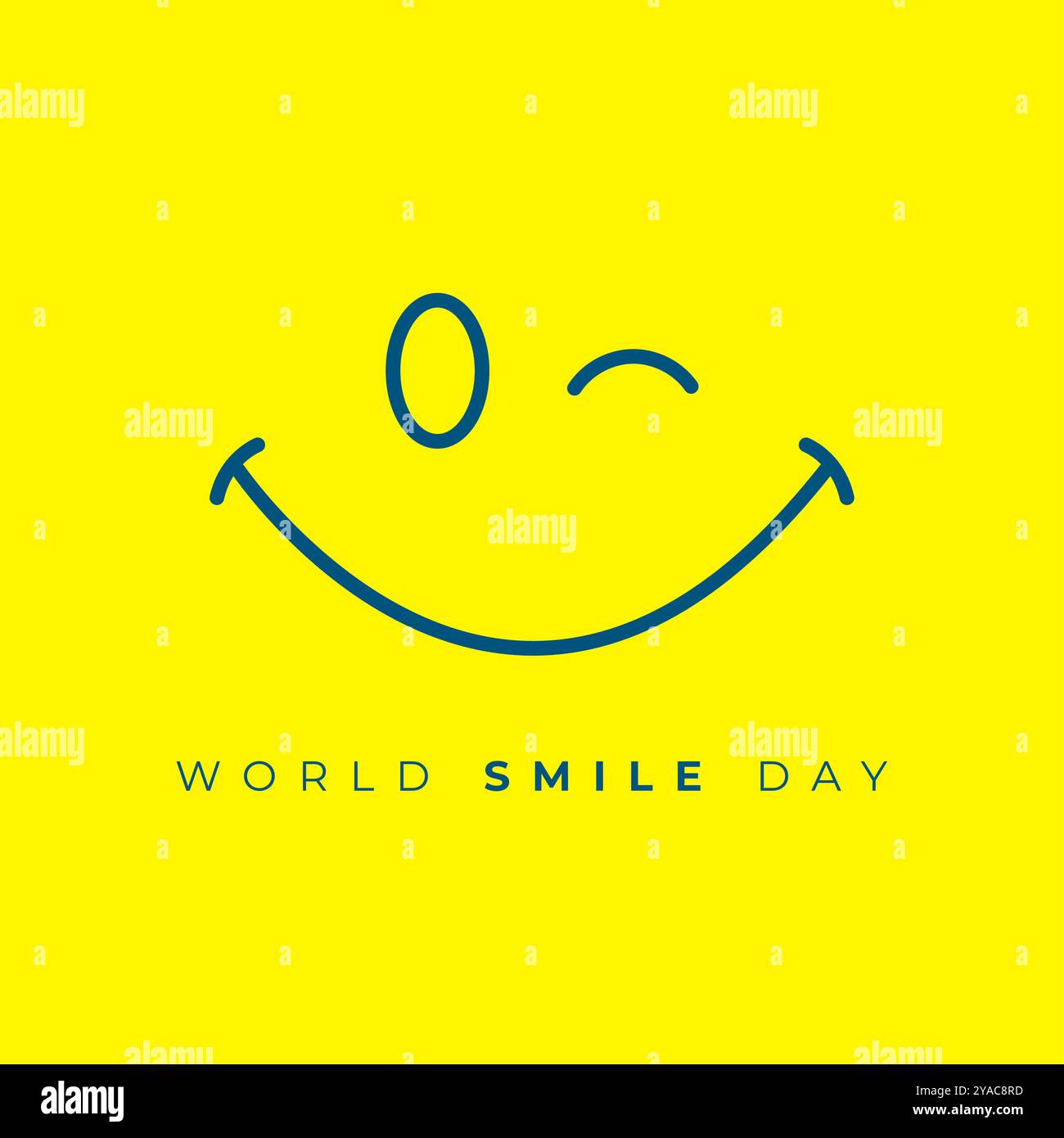 happy world smile day yellow background with cartoon funny face vector ...