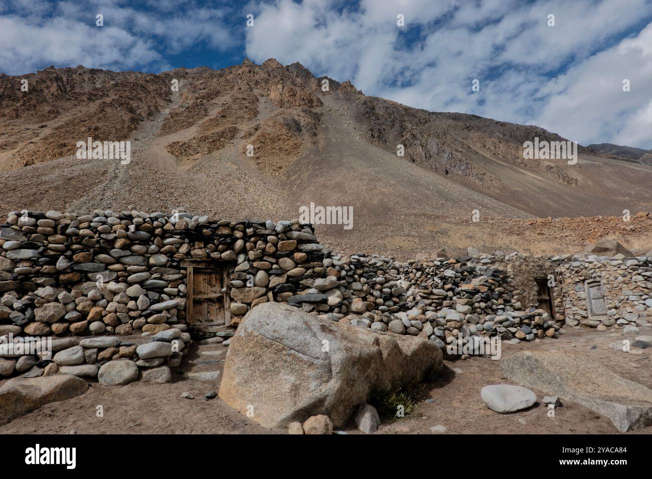 Traditional herder's huts on the Shimshal Pass trek, Shimshal, Gojal ...