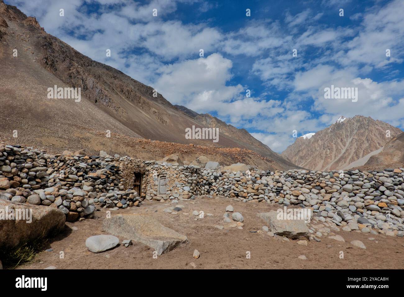 Traditional herder's huts on the Shimshal Pass trek, Shimshal, Gojal ...