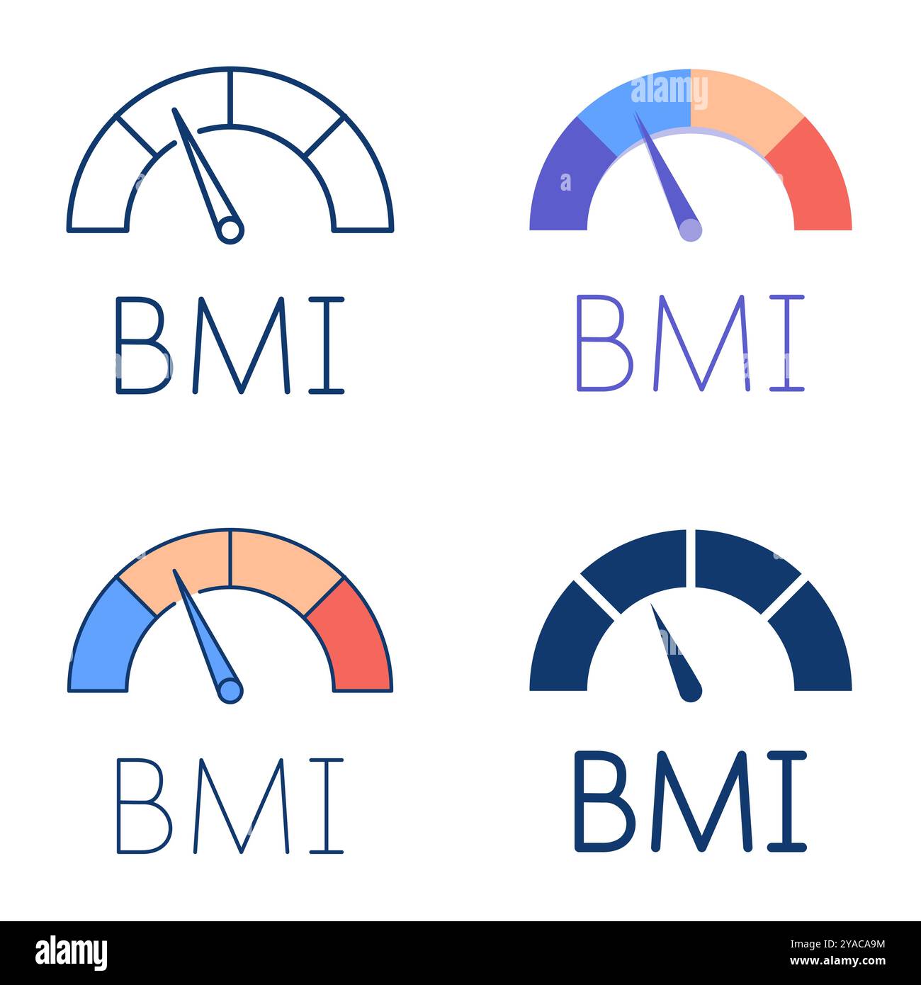 Body mass index icon set in flat and line style. BMI symbol. Vector illustration Stock Vector ...