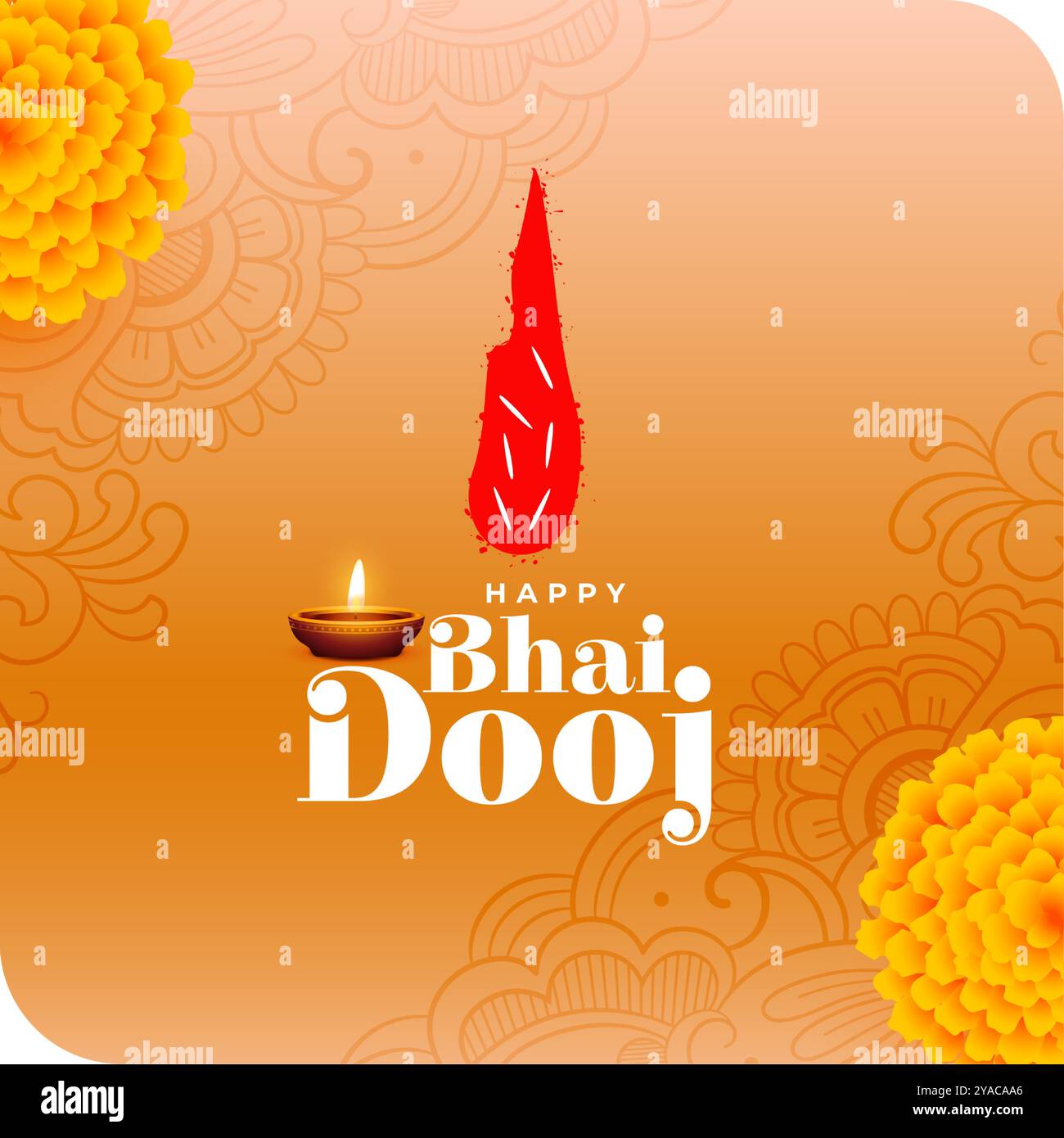 indian festival bhai dooj puja background with marigold flower vector ...