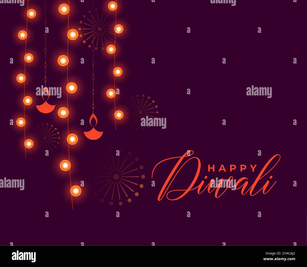 happy deepavali purple background with lights decoration Stock Vector ...