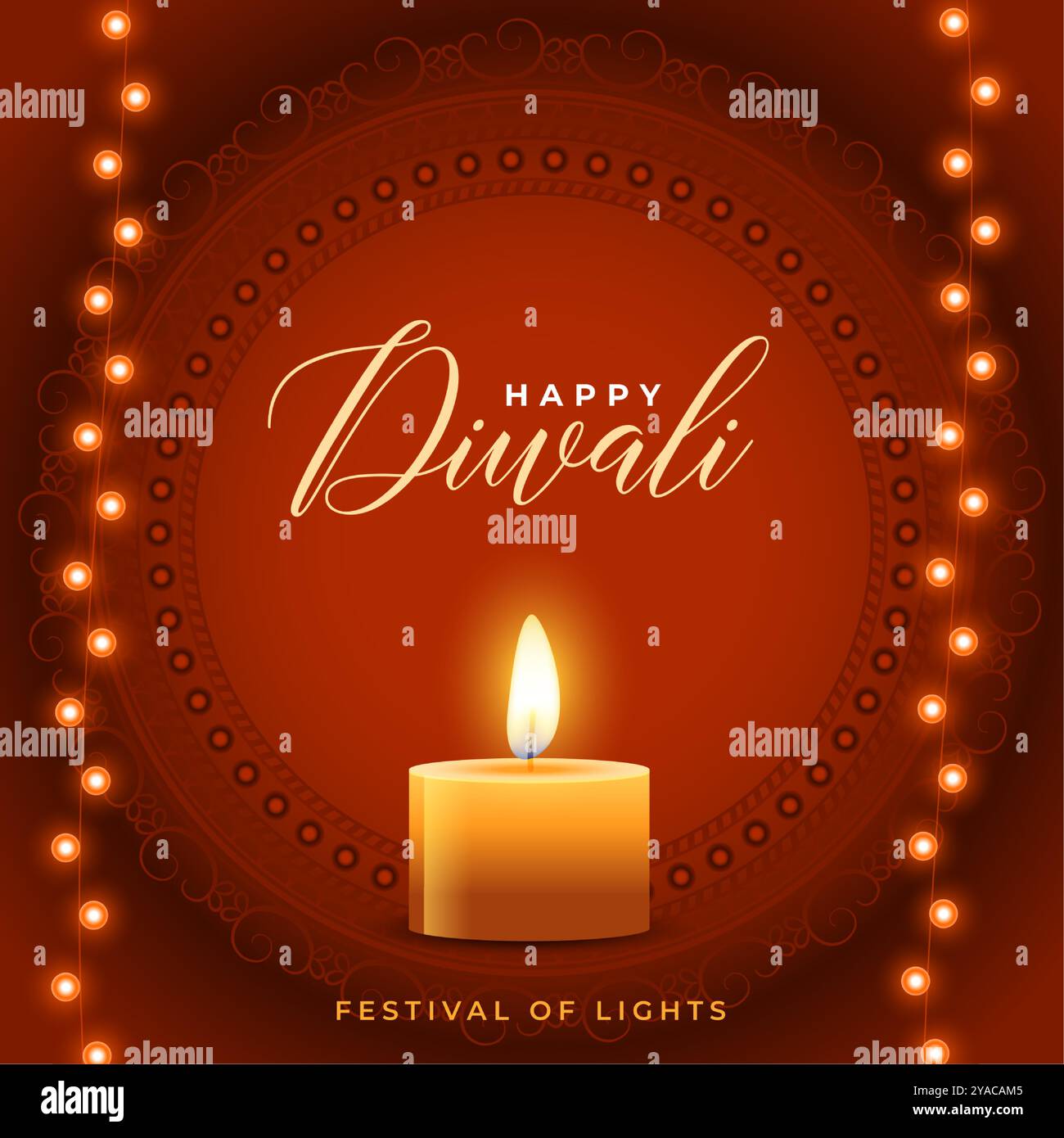 traditional happy deepavali occasion background with burning candle ...