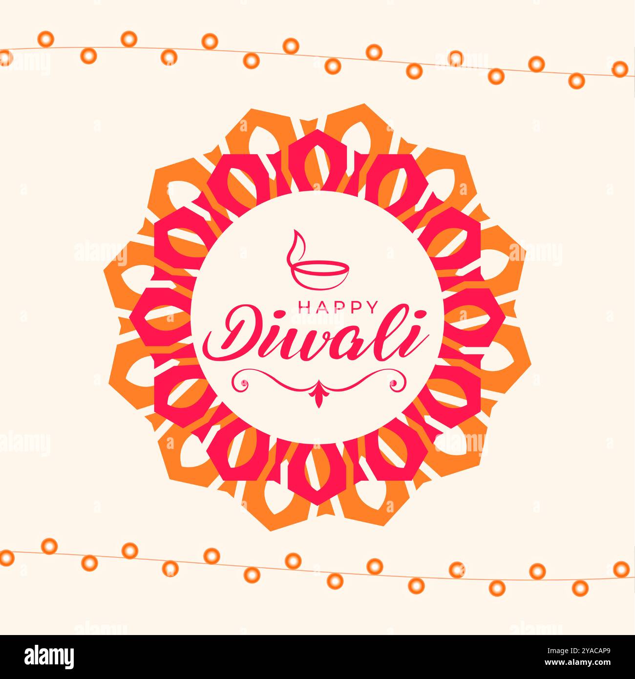 shubh diwali festival background with rangoli and festoon design Stock ...