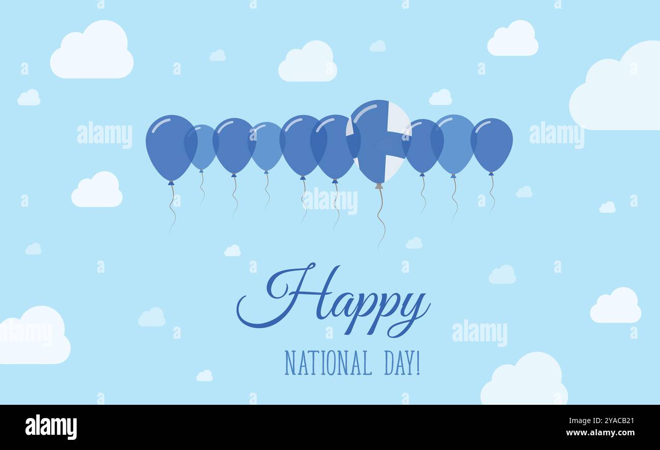 Finland Independence Day Sparkling Patriotic Poster. Row of Balloons in ...