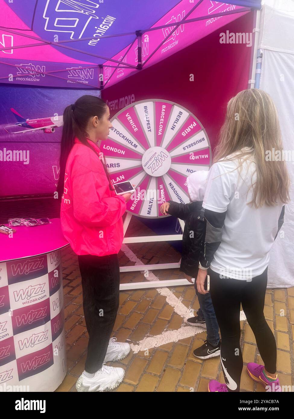 Wizz Air wheel of fortune stall during the annual marathon sponsored by ...
