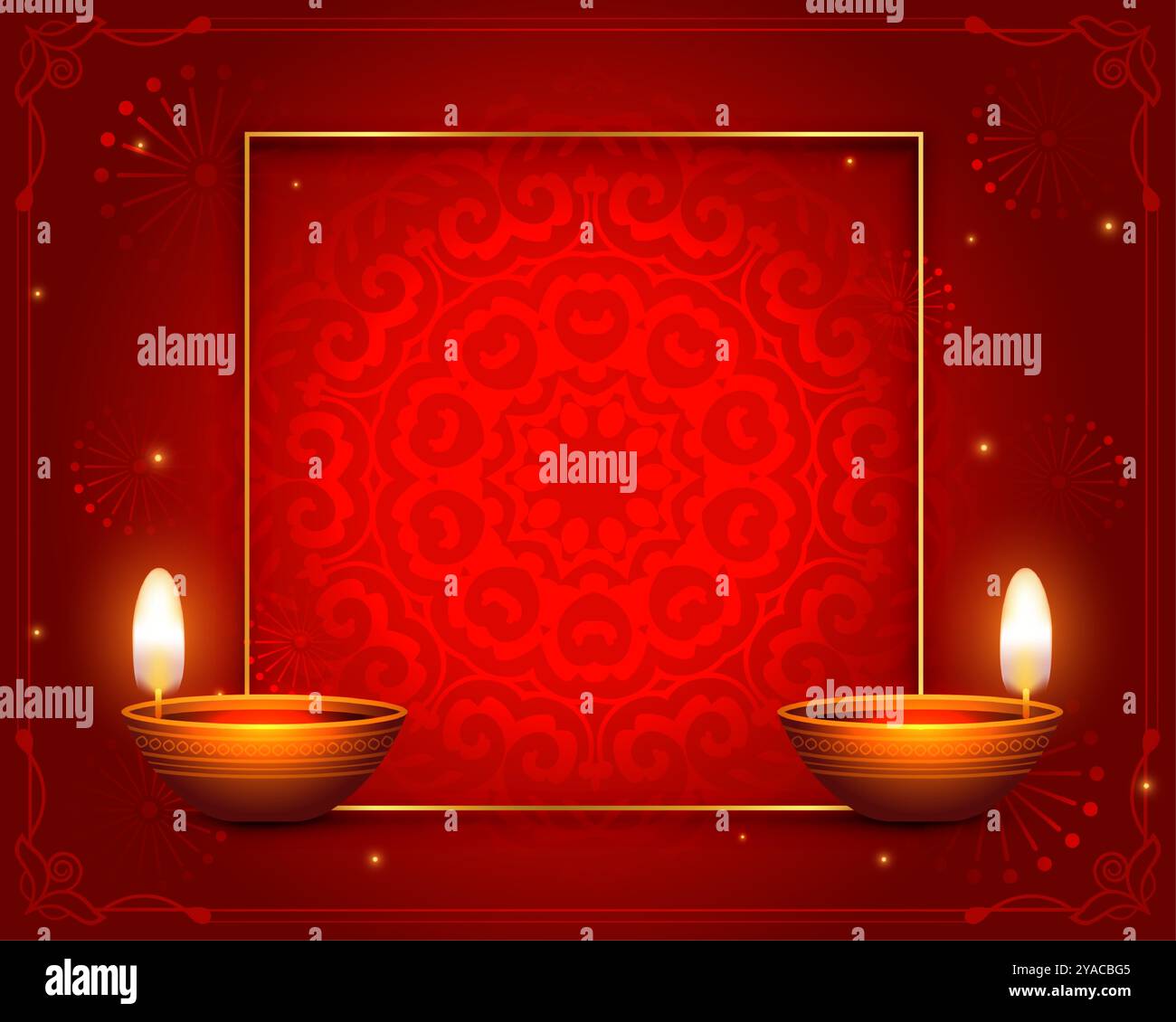 traditional shubh diwali red background with image or text space Stock ...
