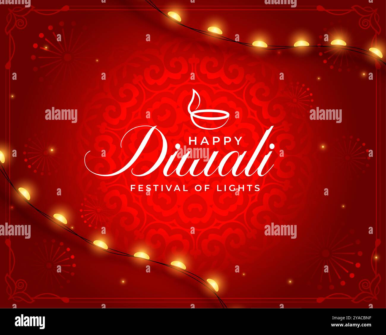 nice happy diwali greeting background with lights festoon design Stock ...