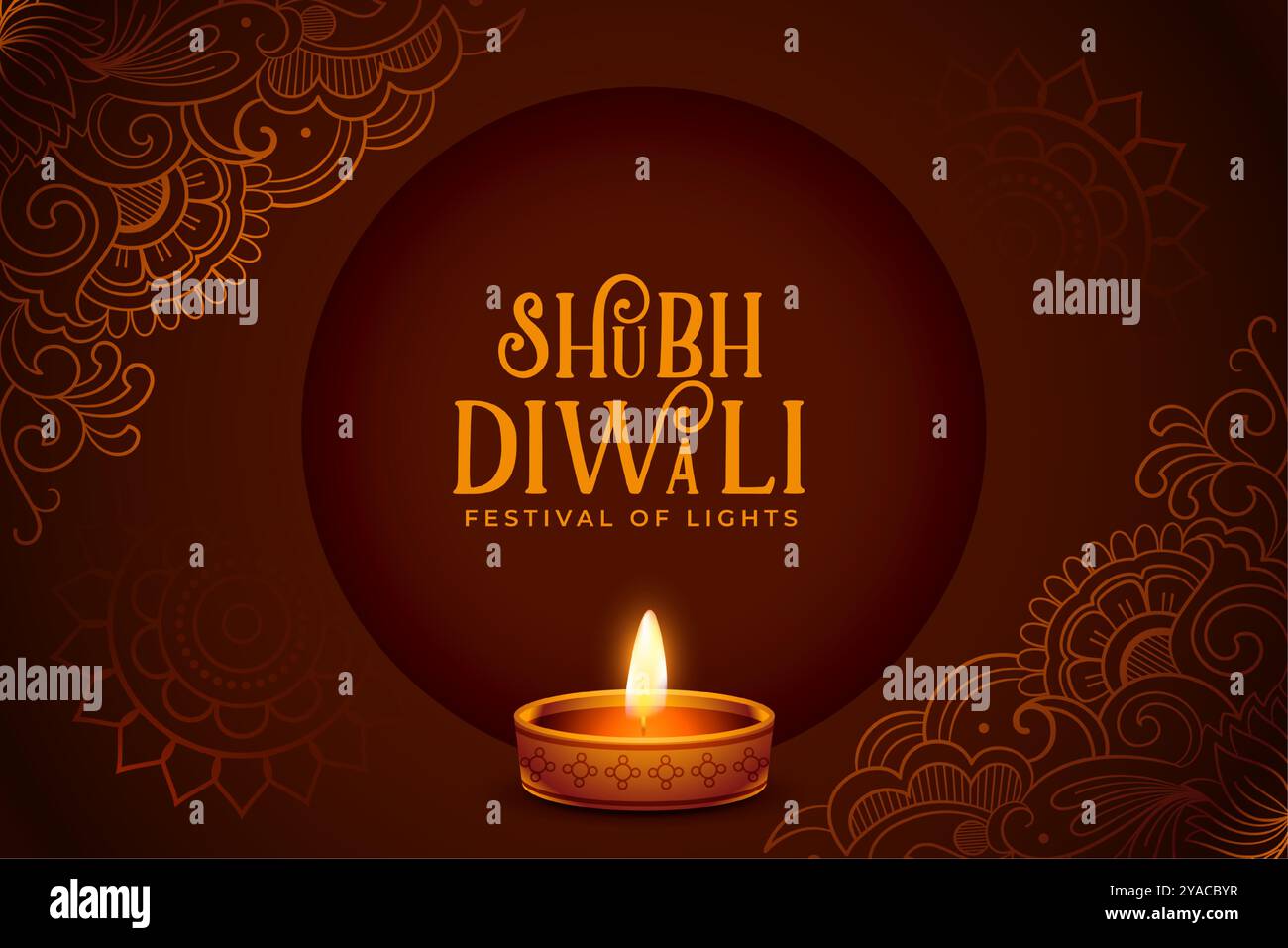 realistic oil diya on brown background for indian festival diwali Stock ...