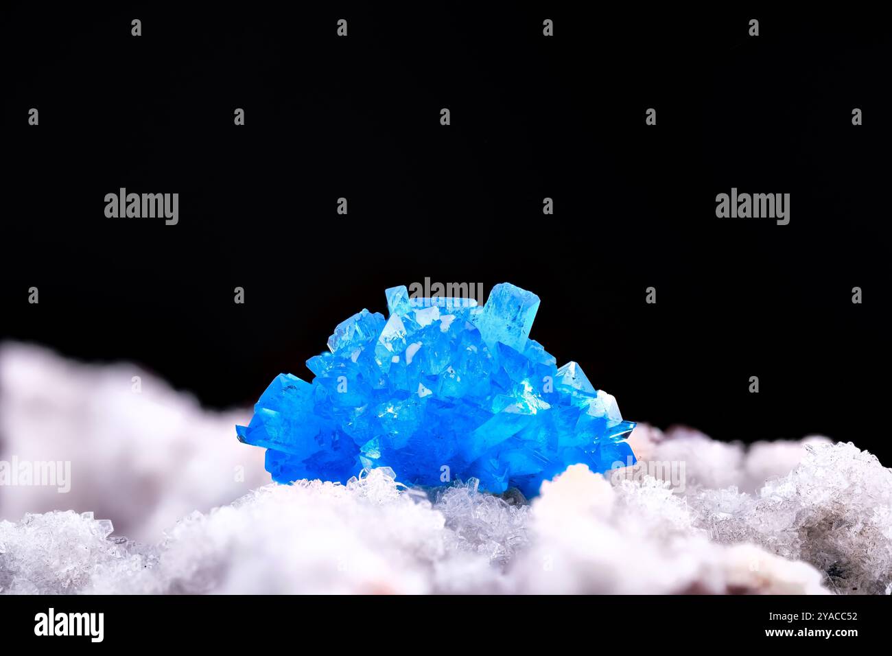 Blue Cavansite crystals on stilbite. macro photography detail texture ...