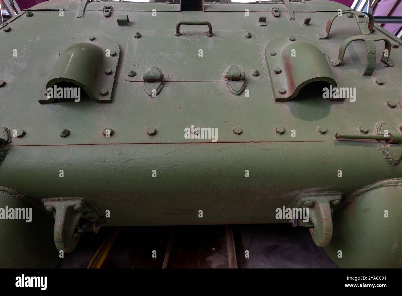 Rear of a WW2 Soviet T34-76 tank showing the engine access cover ...