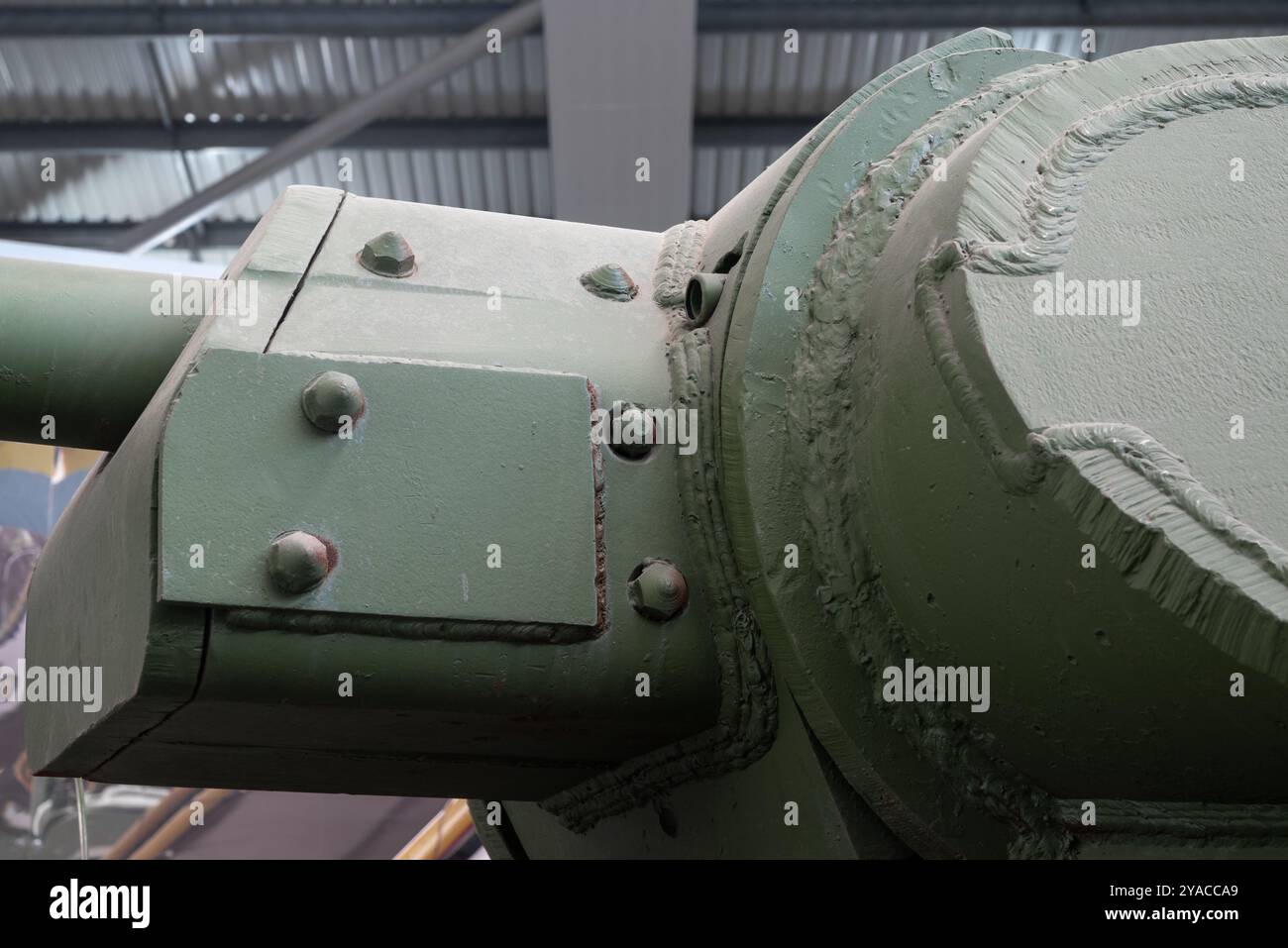 Detail showing side of the turret and gun mantlet on a WW2 Soviet T34 ...
