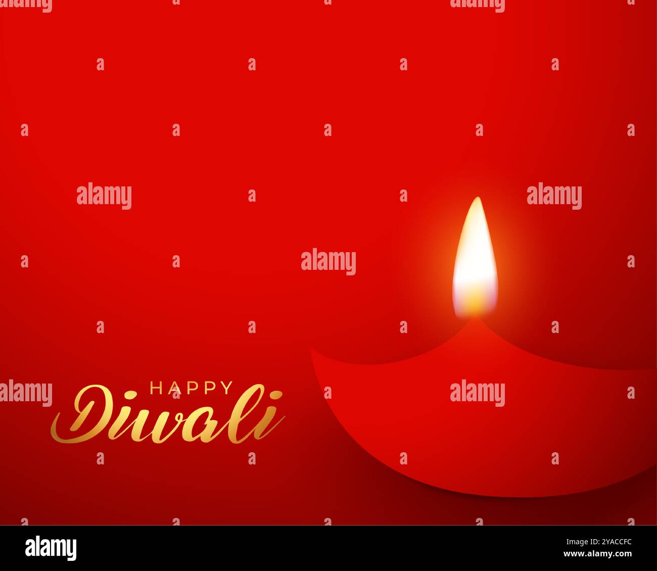 happy diwali red background with burning diya design Stock Vector Image ...