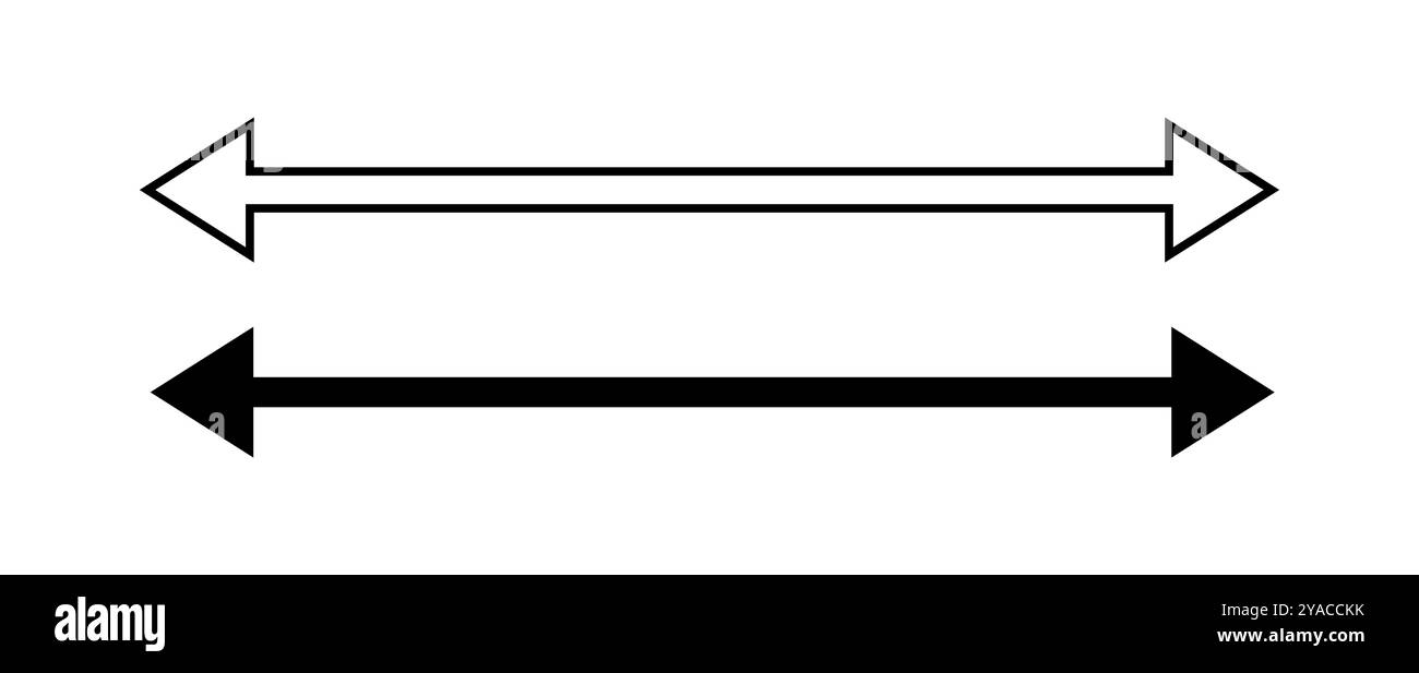 Straight Long Arrow Double Arrow Icon Vector Flat Illustration Black Pointing Isolated On