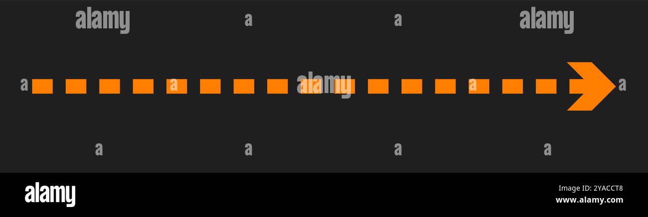 Straight Long Arrow. Orange Dashed arrow icon. Symbol for apps and web ...