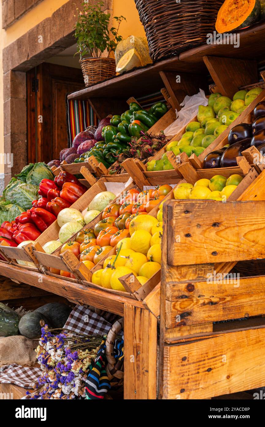 Wooden crate fresh vegetables and other dairy groceries Stock Photo - Alamy