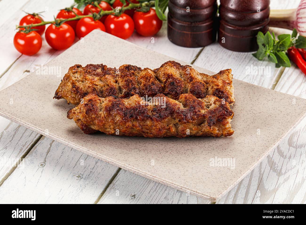 Chicken barbecue kebab minced meat and spices Stock Photo - Alamy
