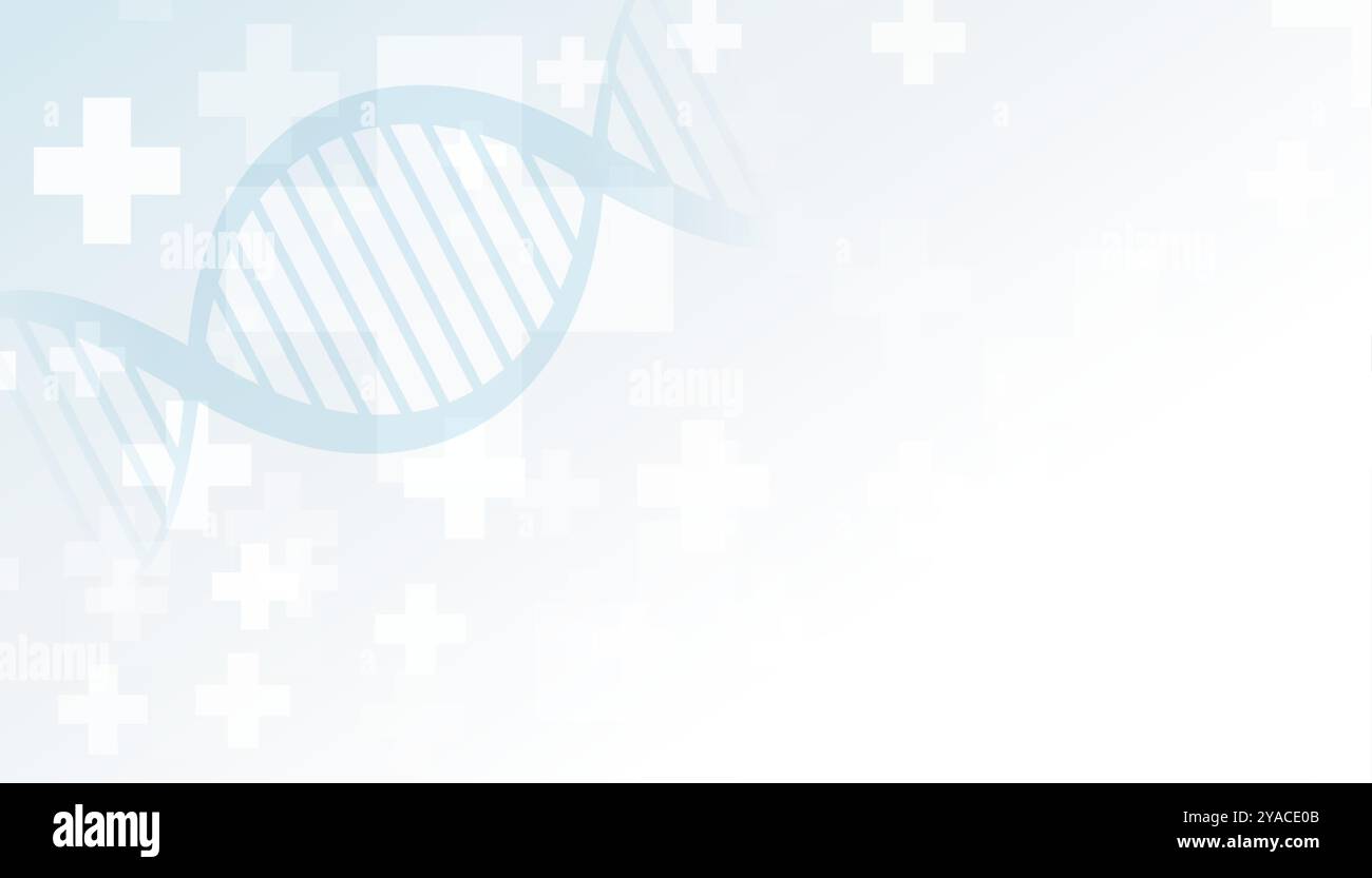 digital bio technology medical care banner with DNA molecule vector ...