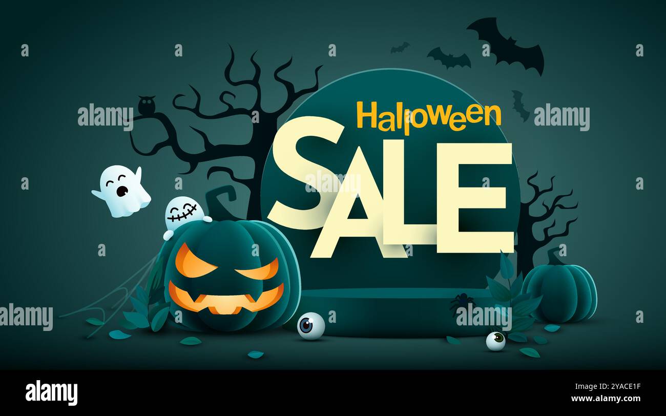 Halloween sale banner template. Special October offer. Vector ...