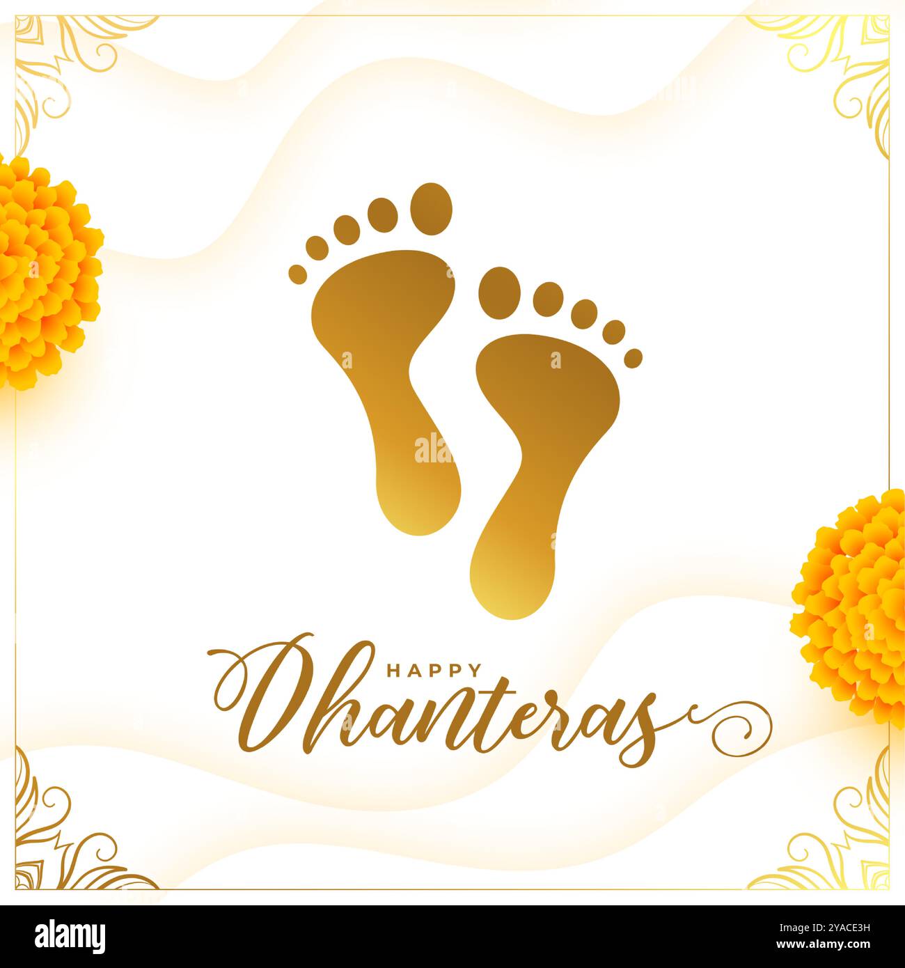 happy dhanteras religious background with golden goddess feet and ...