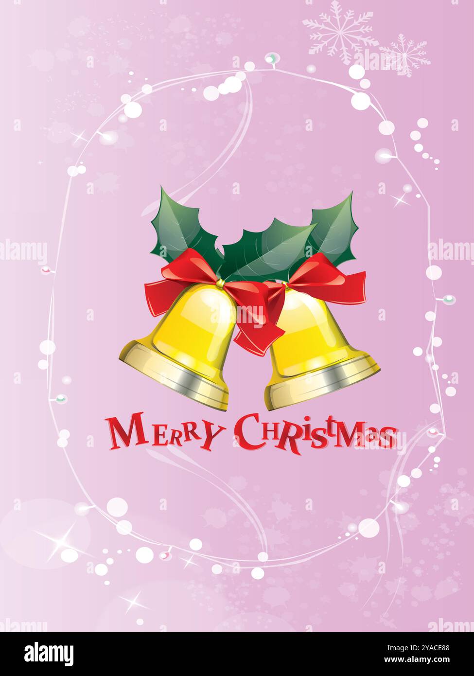 Merry christmas bell. The bell is yellow and red. It is surrounded by a ...