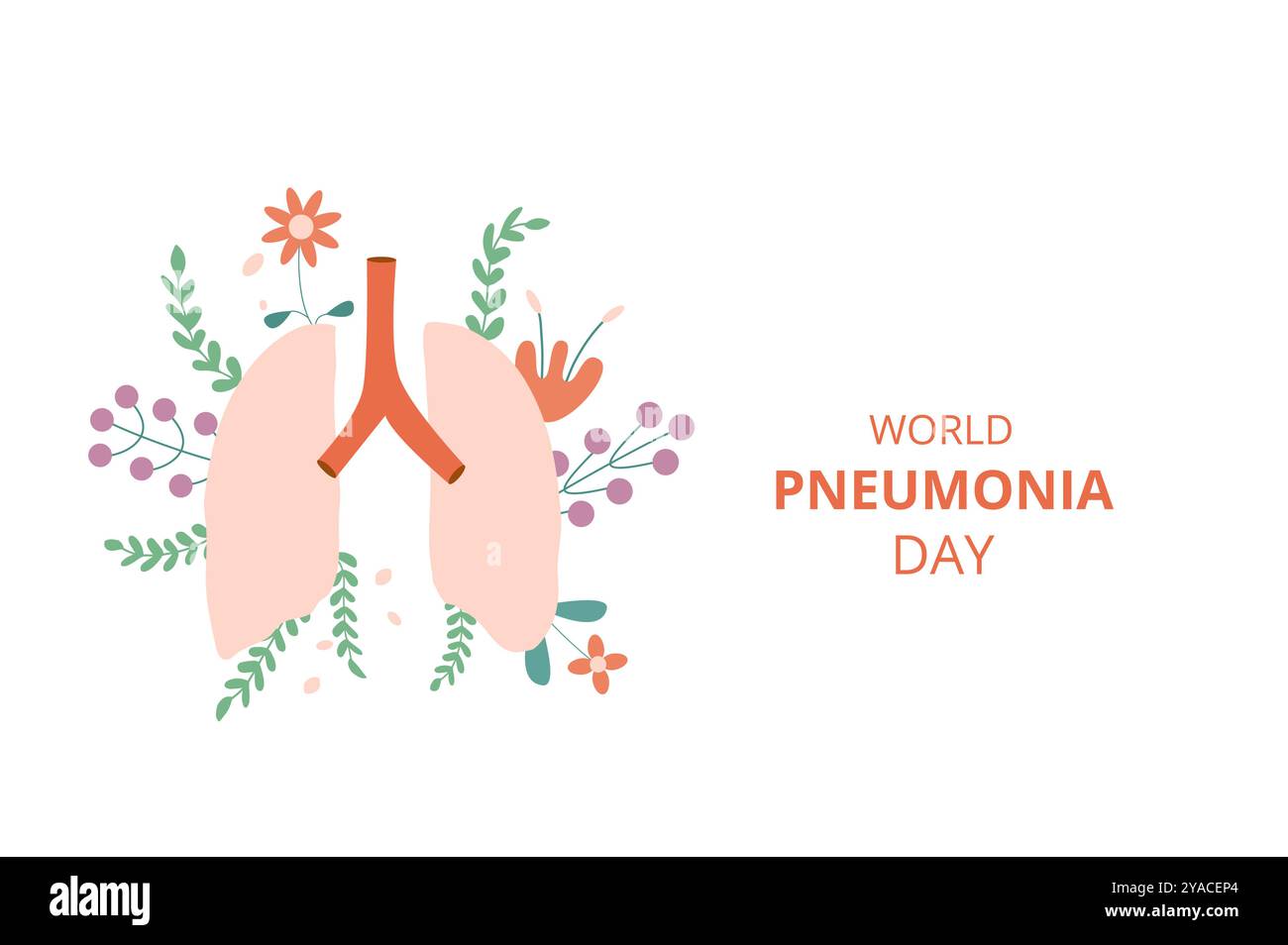World Pneumonia Day lungs awareness vector flat illustration Stock ...