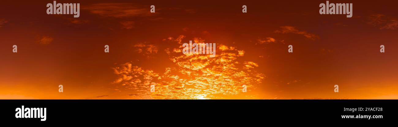 Golden glowing red orange overcast sunset sky 360 hdr panorama ...